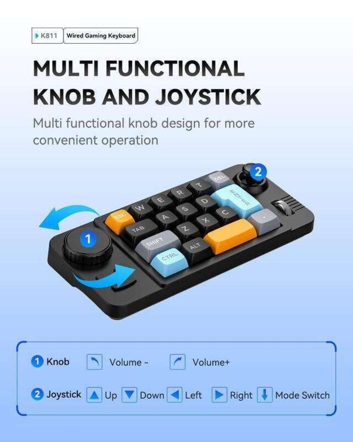 JOMAA Programmable Wired Mechanical Keyboard with Volume Scroll Wheel ...
