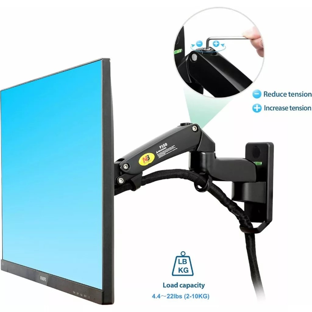 NB North Bayou F120 / F150 Single Extension Gas-Strut Flexi Wall Mount ...