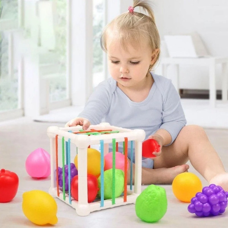 Baby Shape Sorting Toy Sensory Kids Cube Montessori Learning ...