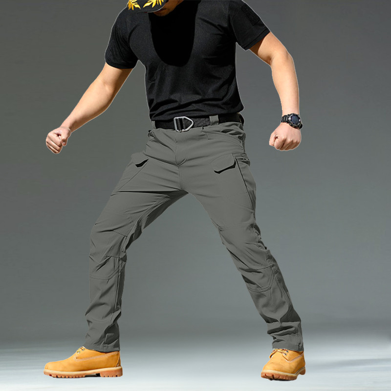 OWLLADE Tactical Cargo Pants for Men in Black Stretchable Slim Fit Waterproof IX7Stretch A01 2T ...