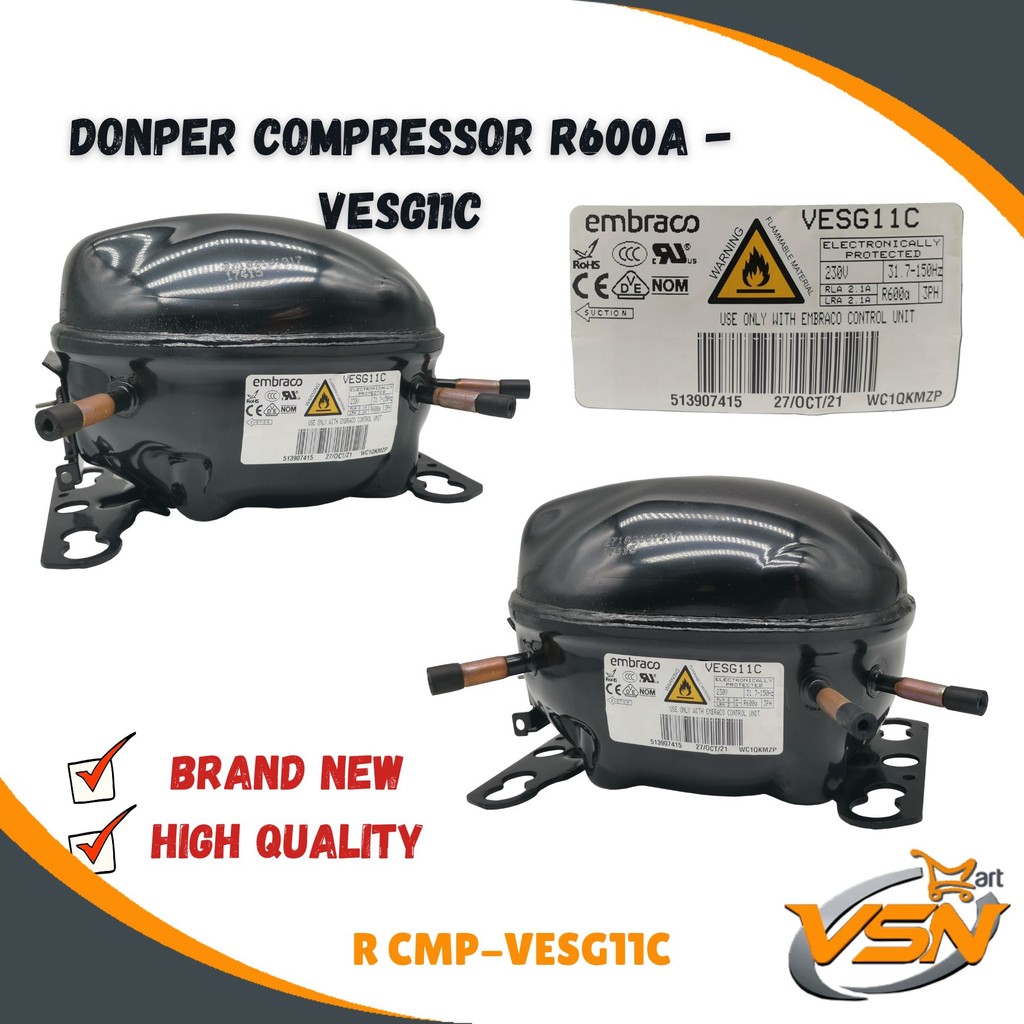 [READY STOCK] Donper R CMP-VESG11C Compressor R600a Medium Duty Compact & Energy Efficient ...
