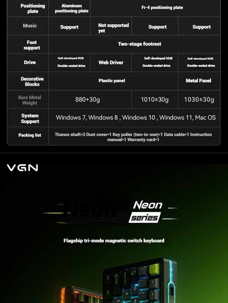 VGN Neon 75 Gaming Gasket Hot-swappable RGB Magnetic Switch 8K Keyboard ...