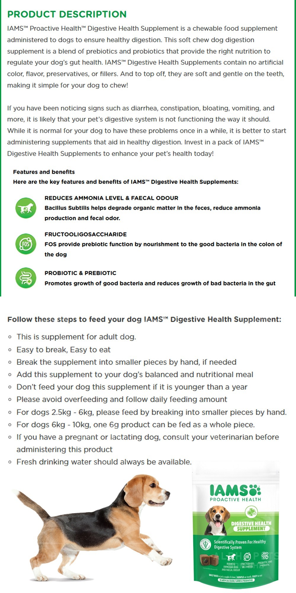 POODEE IAMS 168G Proactive Health Digestive Health Joint Support ...