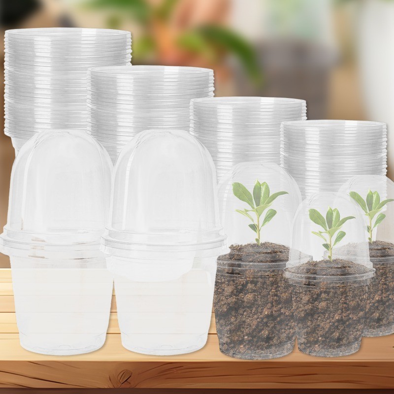 5Pcs Seedling Nursery Pots with Cover Seed Starting Grow Nutrition Cup ...