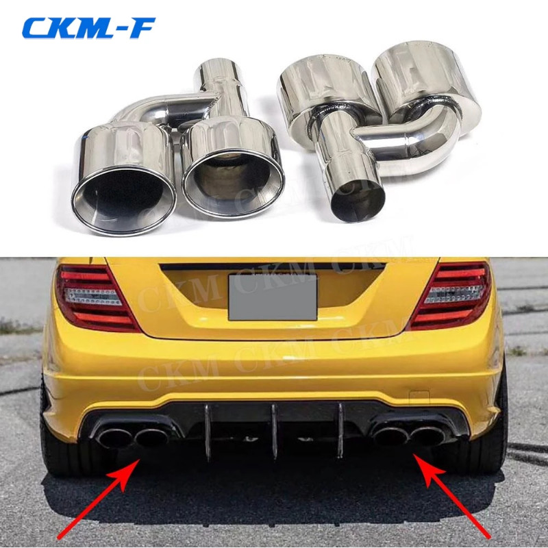 Stainless Steel Exhaust Muffler Tailpipe Tips For Mercedes Benz C E ...