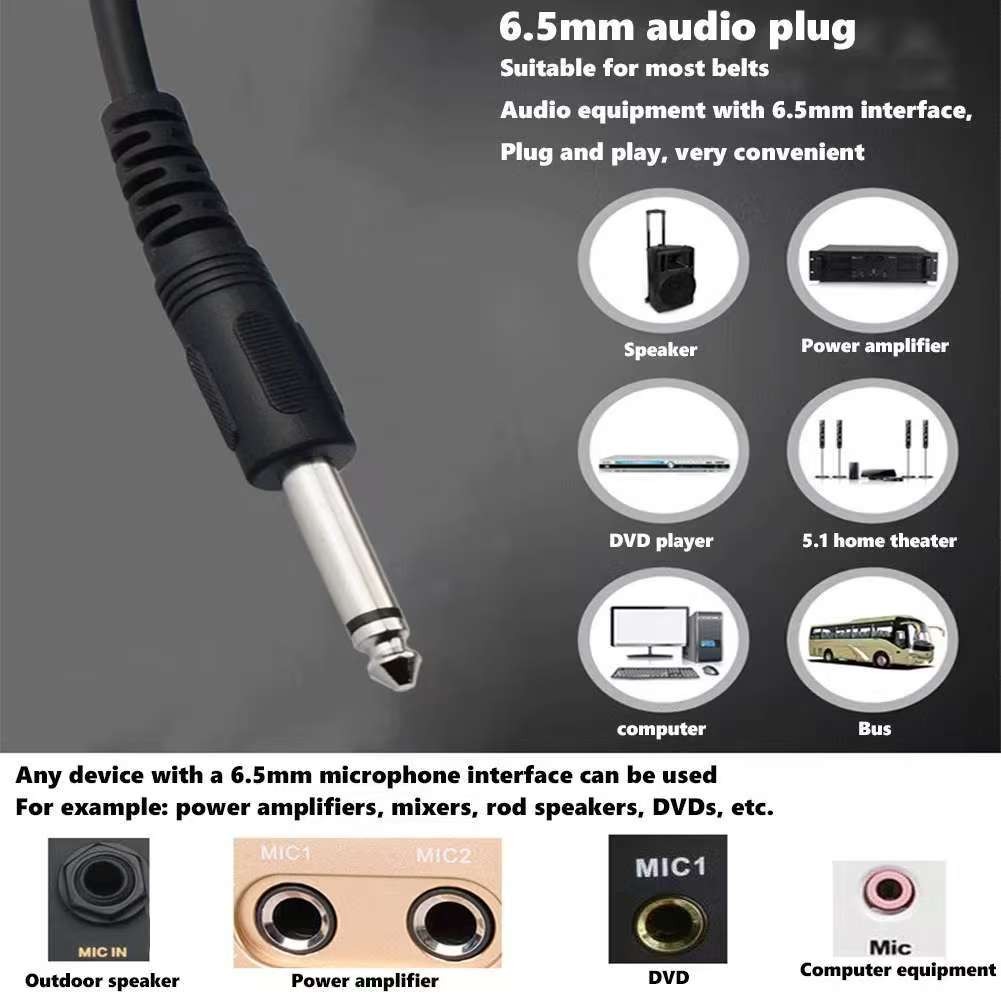 Professional 6.5mm Dynamic Wired Microphone with 2m Cable ON/Off Switch ...