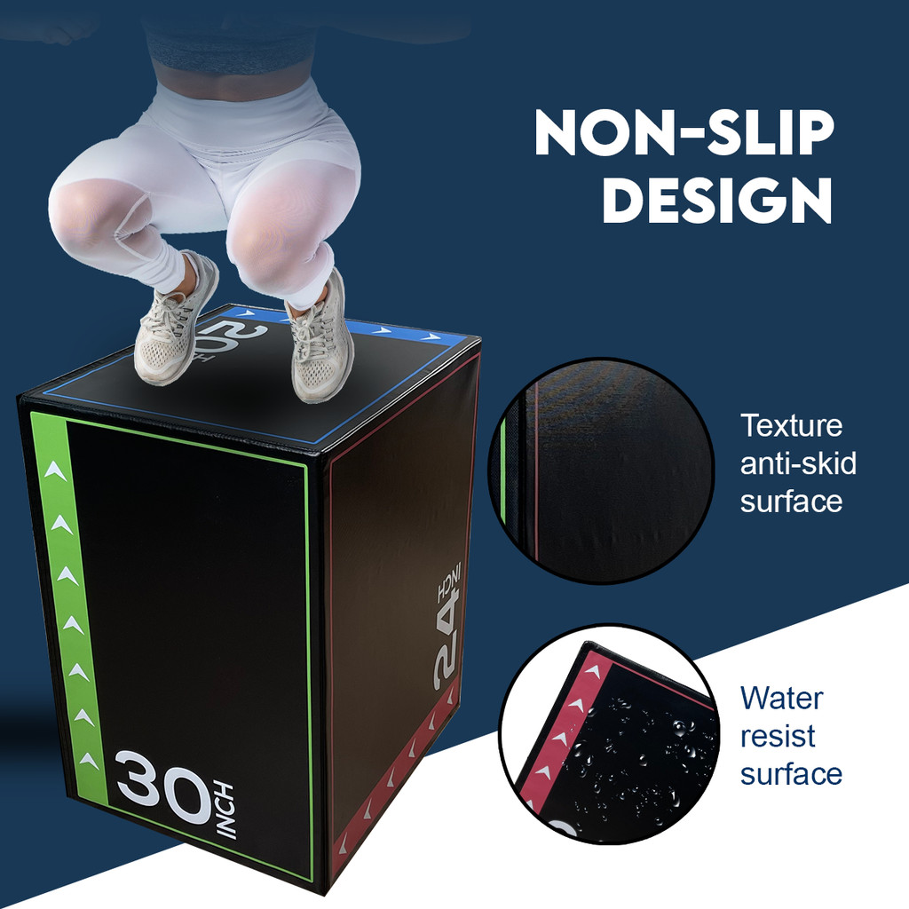Vigor Fitness Trippel Side Plyometric Soft Foam Velcro Jump Box ...