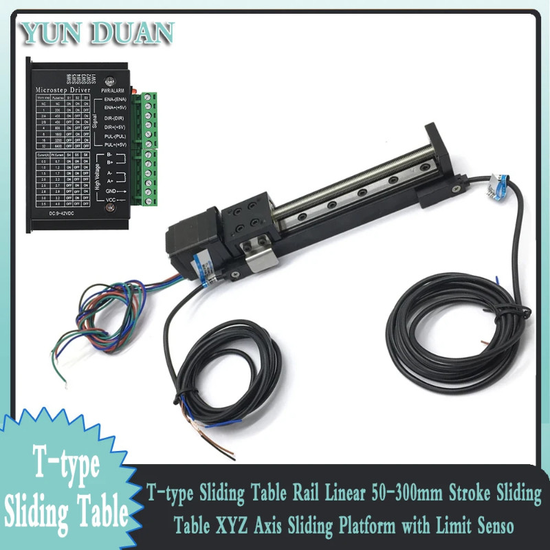 T-type Sliding Table Rail Linear with Limit Sensor 50-300mm Stroke ...