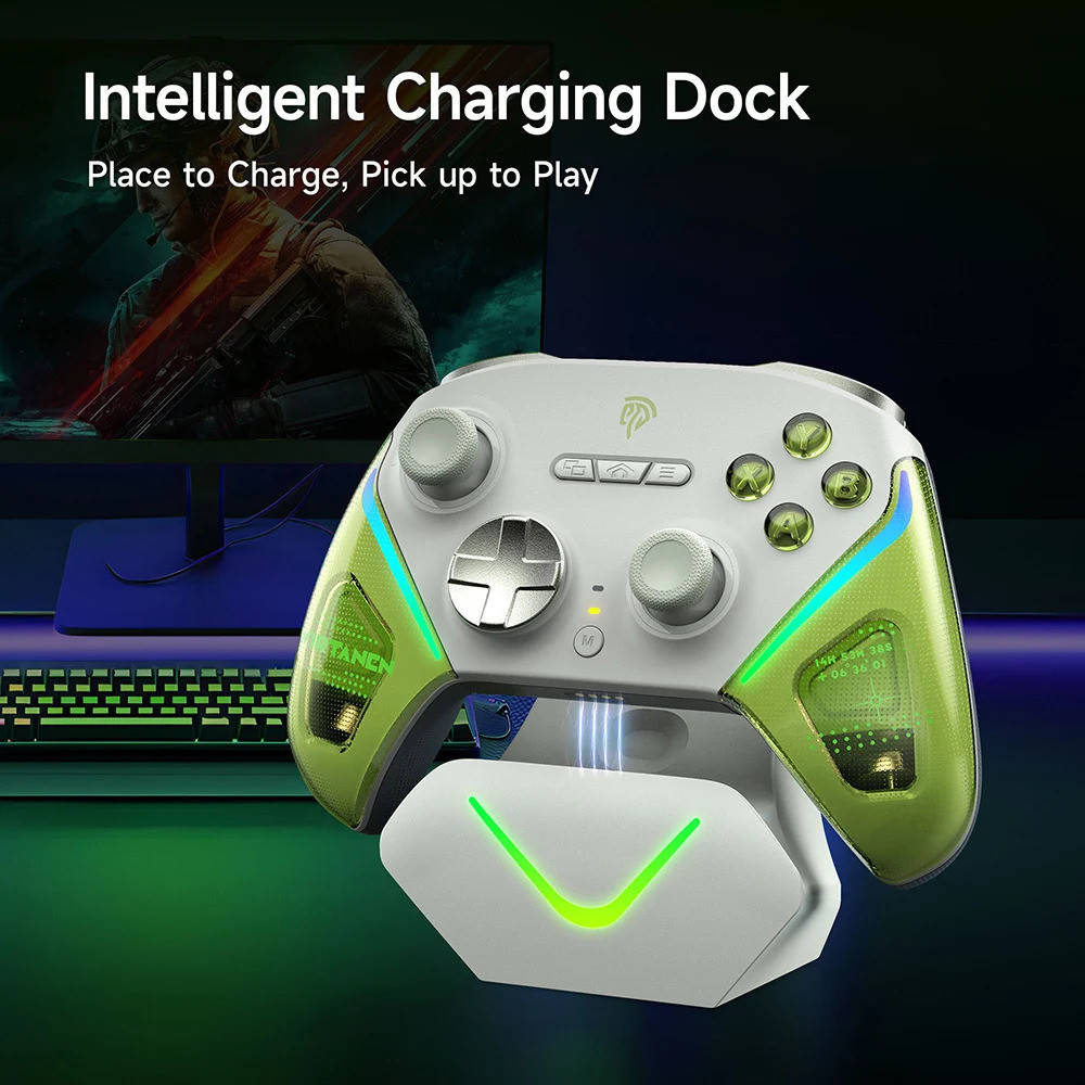 EasySMX D10 Wireless Controller Bluetooth RGB Gamepad with TMR Sticks Joystick Hall Effect Micro ...