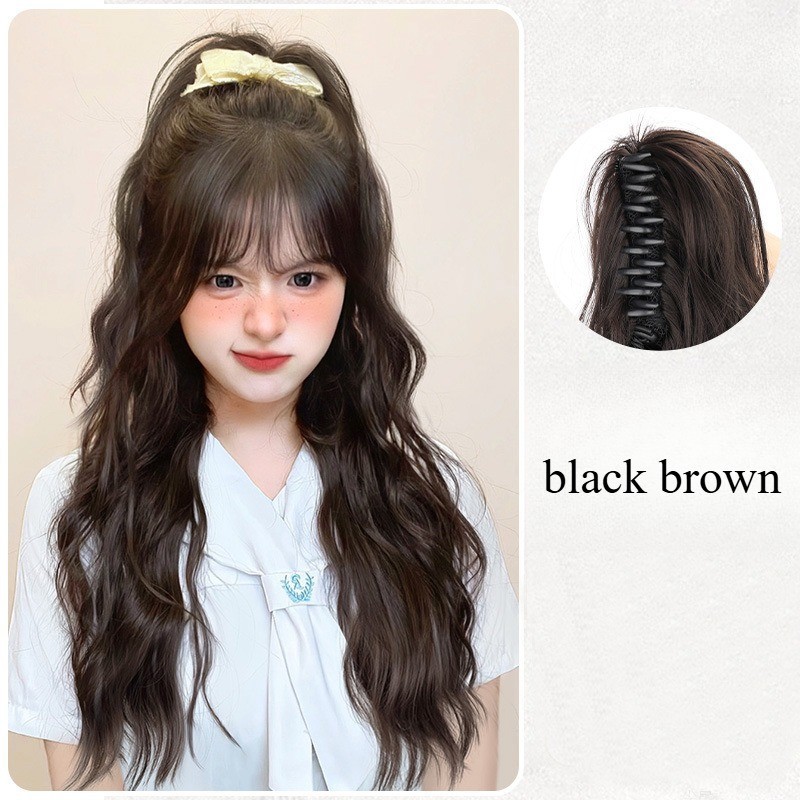 Wig Female Clamp Ponytail Wig Waterfall Curly Hair Ponytail Natural ...