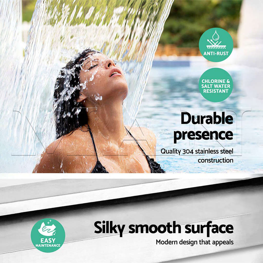 304 Stainless Steel Waterfall With LED Waterfall Pool Fountain LED ...