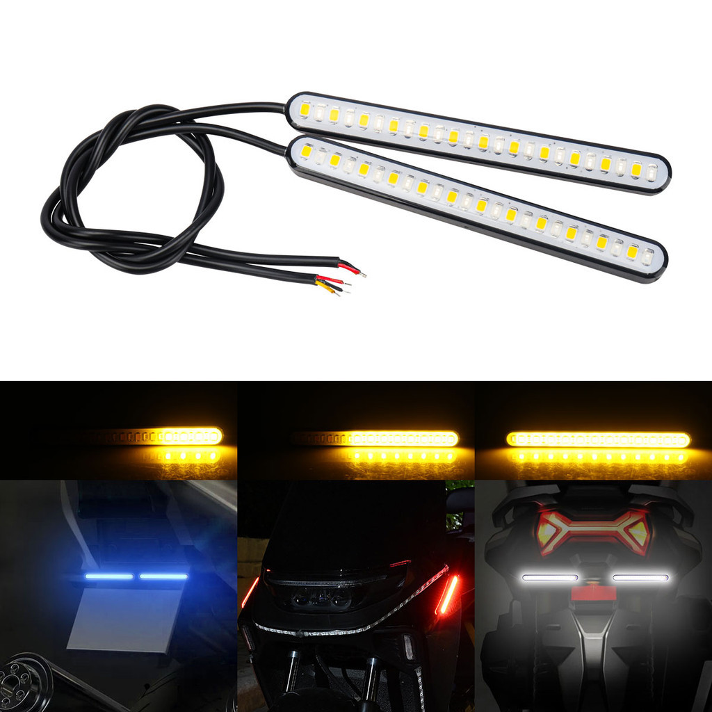 2PCS Motorcycle Light Bar Daytime Running Light Brake 6 Flash Turn ...
