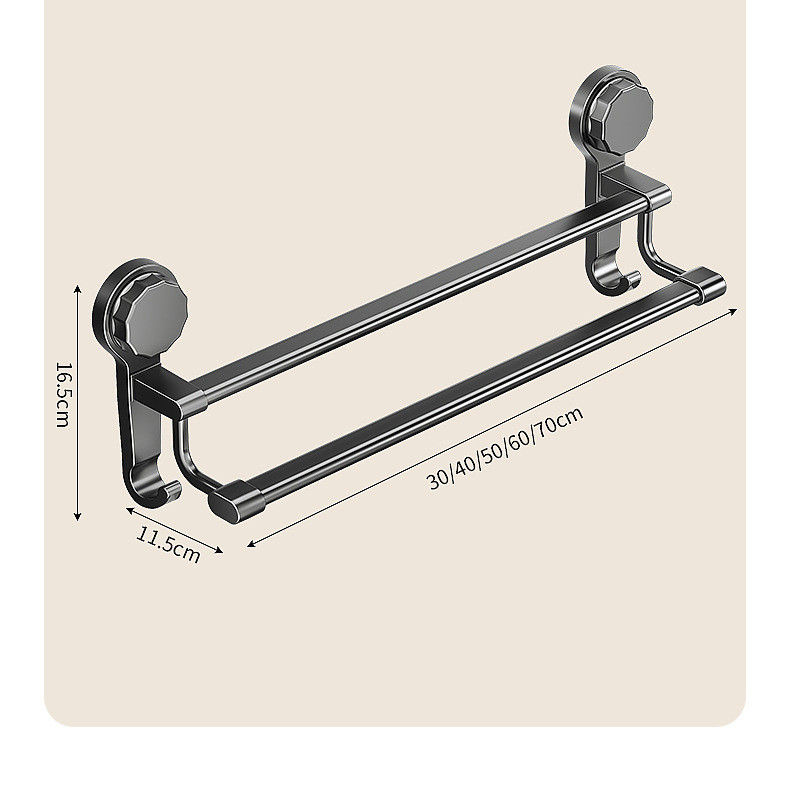 Double-pole towel bar, punch-free wall-mounted bathroom towel rack ...