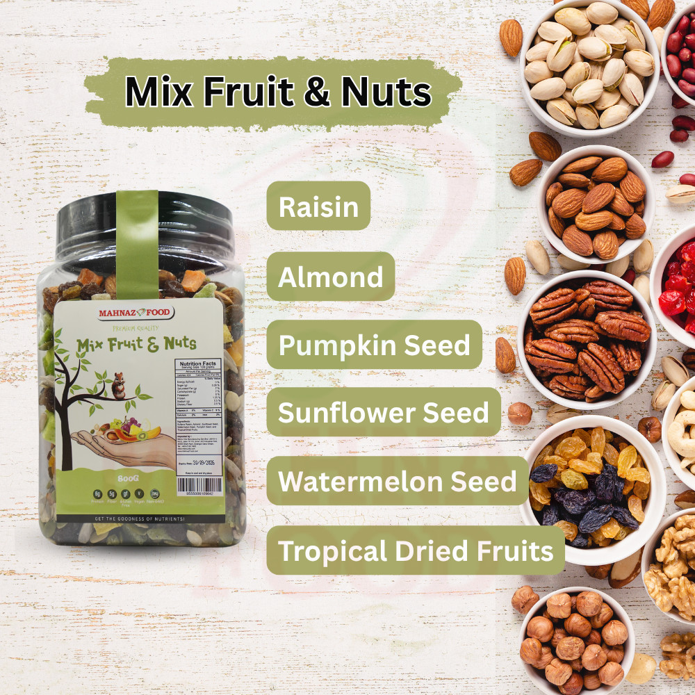 MAHNAZ FOOD Variety Healthy Mix Fruits & Nuts Assorted (800g) | Buah ...