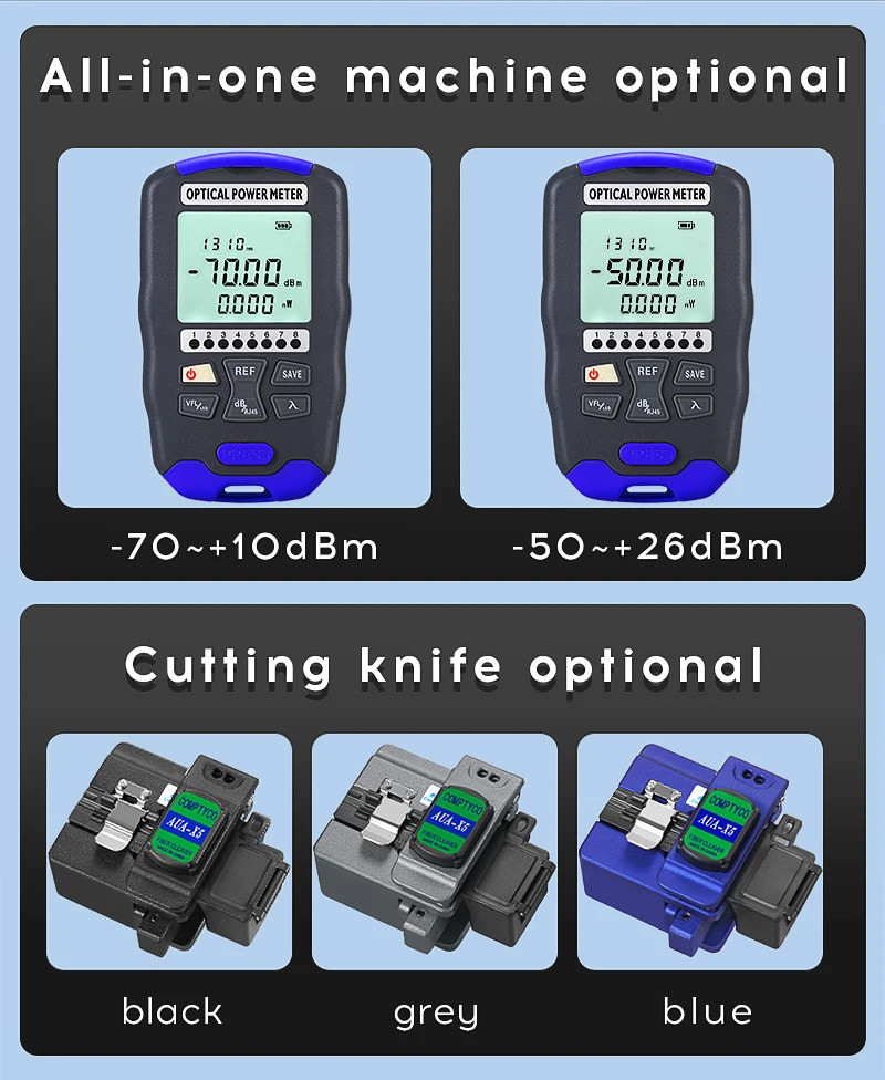 FTTH Fiber Optic Tool Kit AUA-X5 Fiber Cleaver Rechargeable AUA-D70 4 ...