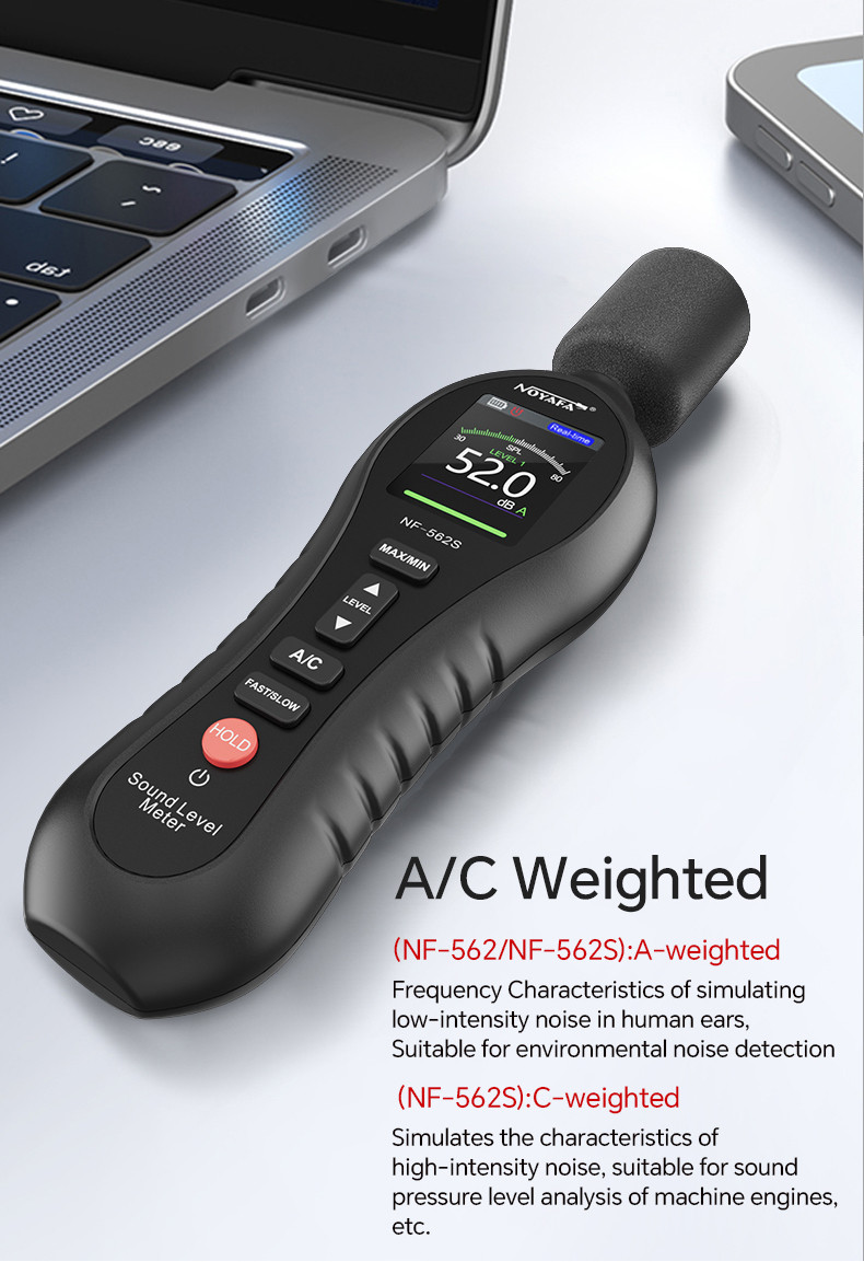 NOYAFA NF-562S Professional Digital Sound Level Meter 30-130dB Decibels High-precision color ...