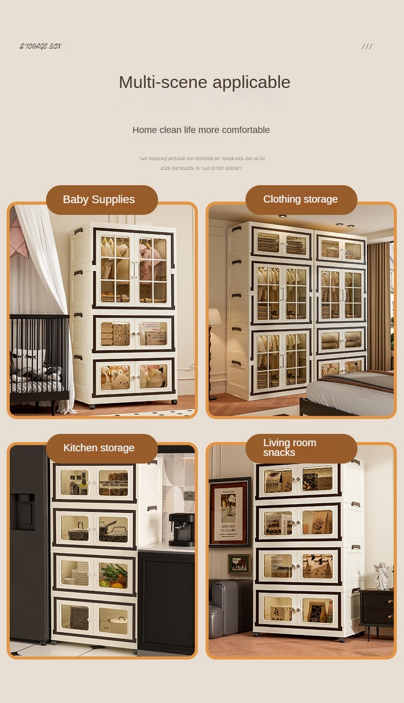 New Style L65CM Multipurpose Double Sided Opening Storage Cabinet Foldable/Stackable Storage Box ...