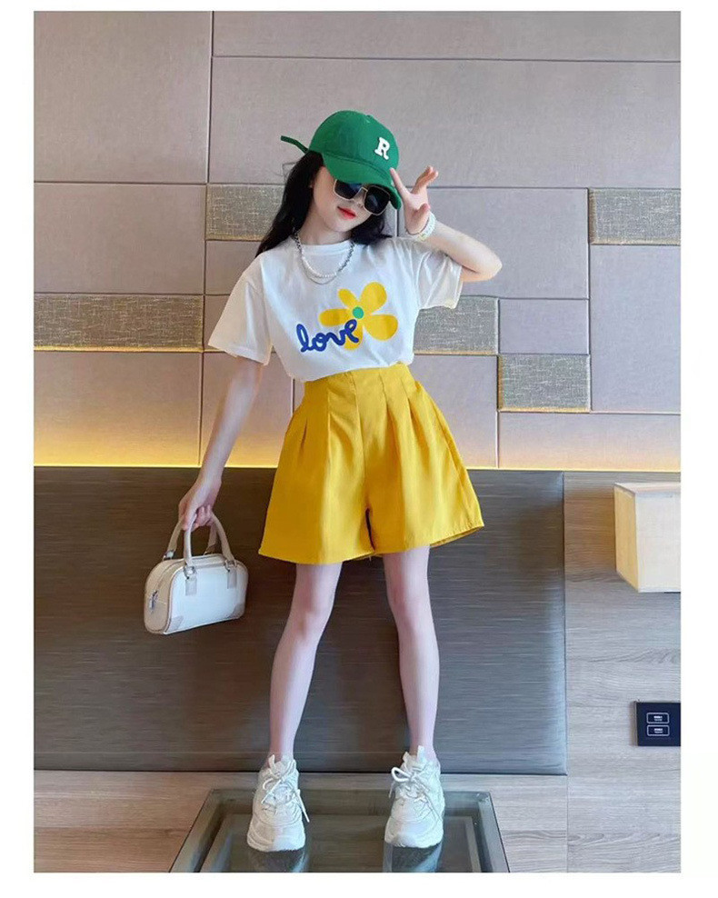 Ready Stock 120-170CM Summer Girls Sweet Flower Print Casual Suit Medium Big Kids Fashion Loose ...