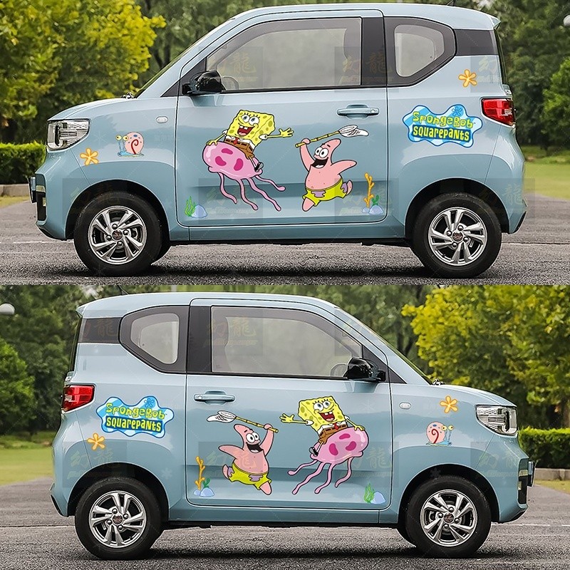 Wuling Mini, Cartoon Car Stickers, SpongeBob, Patrick Star Cute ...