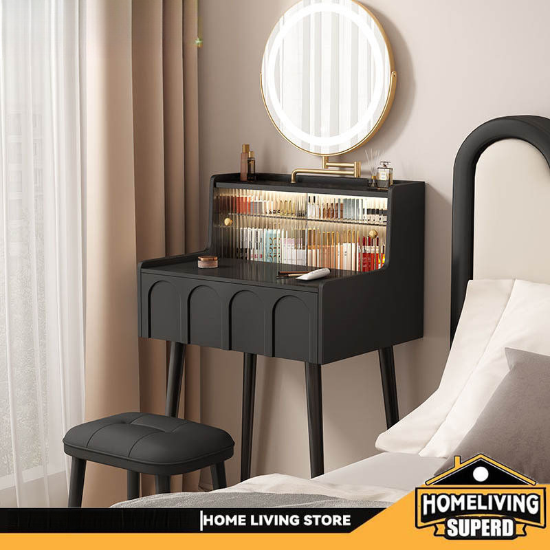 Black French Style Solid Wood Dressing Table for Small Bedroom Small ...