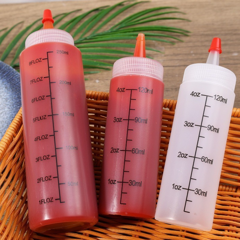 120/250/450ML Needle-Nosed Scale Squeeze Bottle - Salad Sauce Bottle - Kitchen Tool - Ketchup ...
