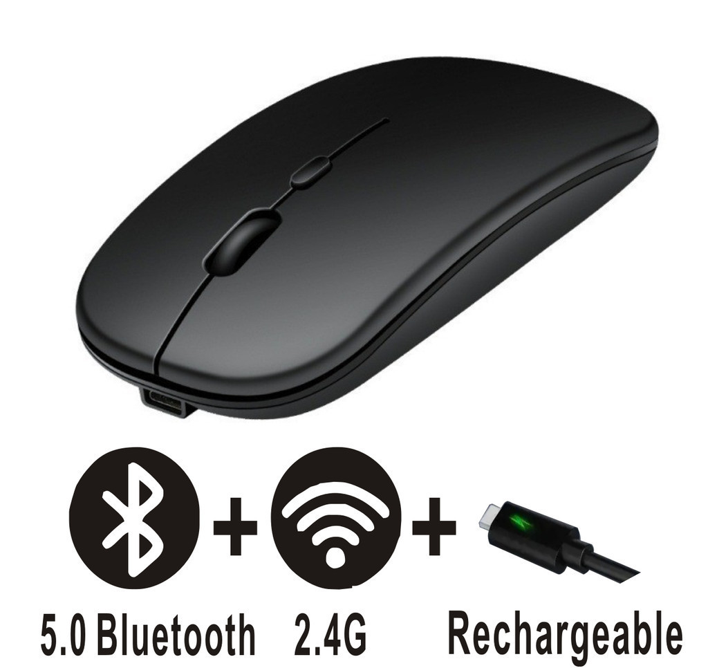 Rechargeable Wireless Mouse Bluetooth-compatible 2.4GHz Dual Modes ...