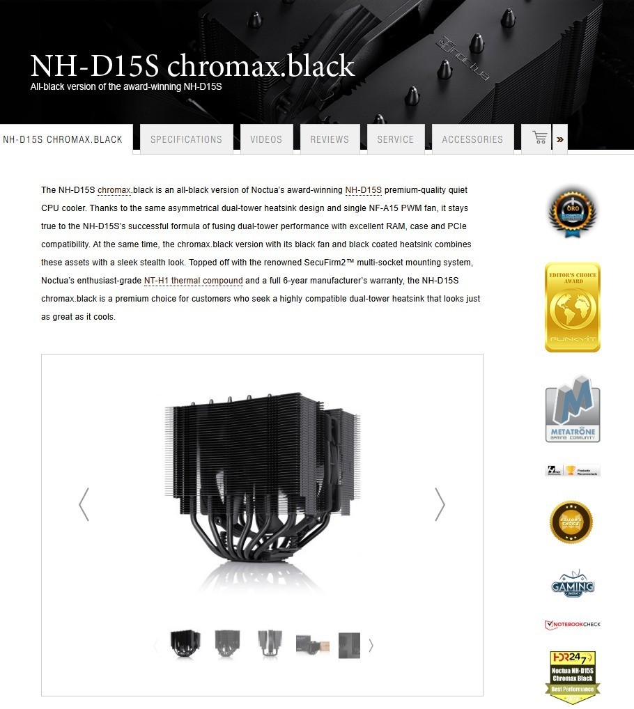 Noctua NH-D15S chromax.black Dual Tower CPU Cooler NF-A15 PWM Fan Intel ...