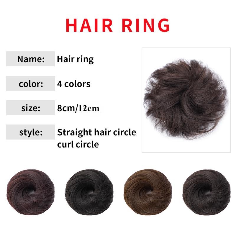 Hair Bun Wig Short Straight Curly Synthetic Hair Chignon Bun with ...
