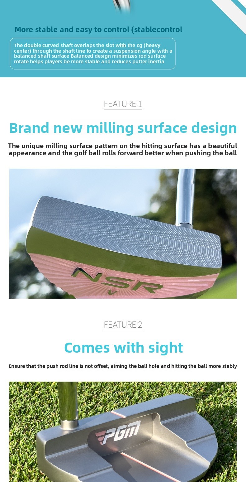 PGM TUG074 Golf Women's Push Rod NSR V Single Stable Low Center of ...