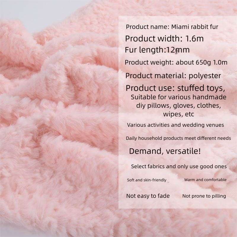 12mm Dense Miami Rabbit Fur Velvet Fabric Fursuit Cotton Doll DIY ...