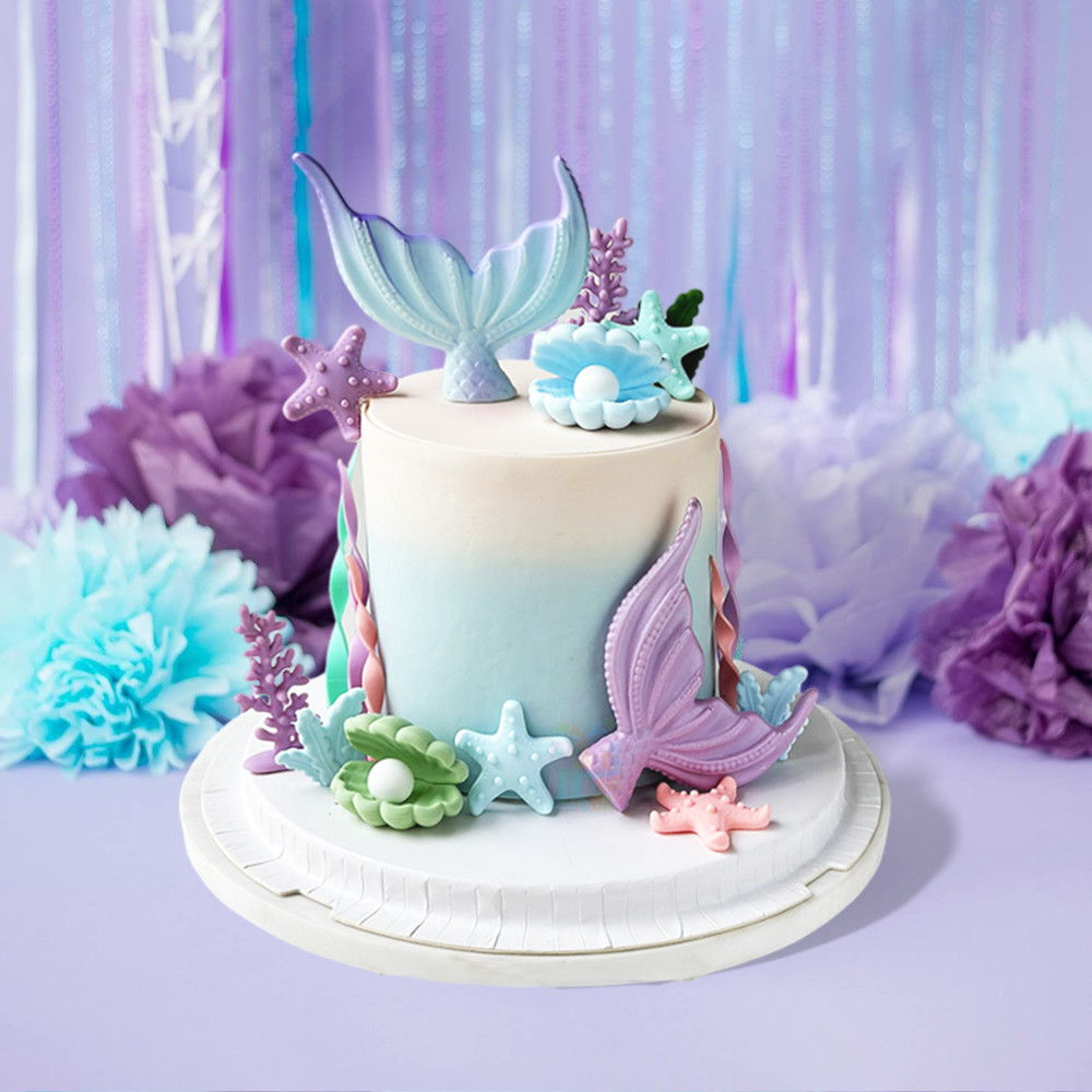 Blue Purple Teal Mermaid Tail Cake Topper Cupcake Topper for Under The ...