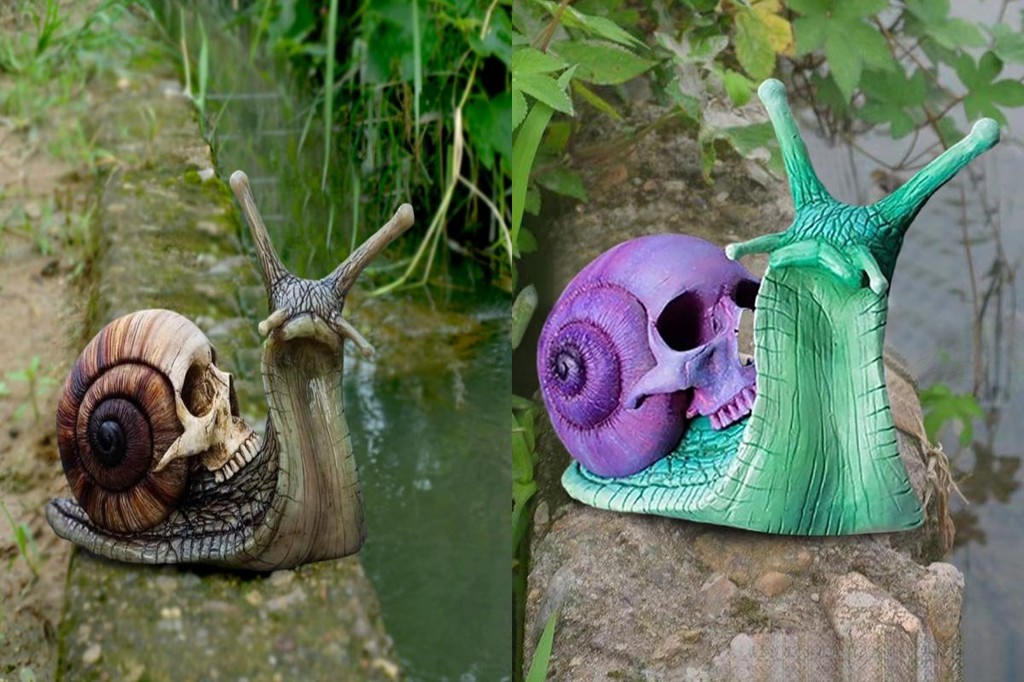 SIM| Skull-themed Holiday Decoration Resin Snail Decoration Gothic ...