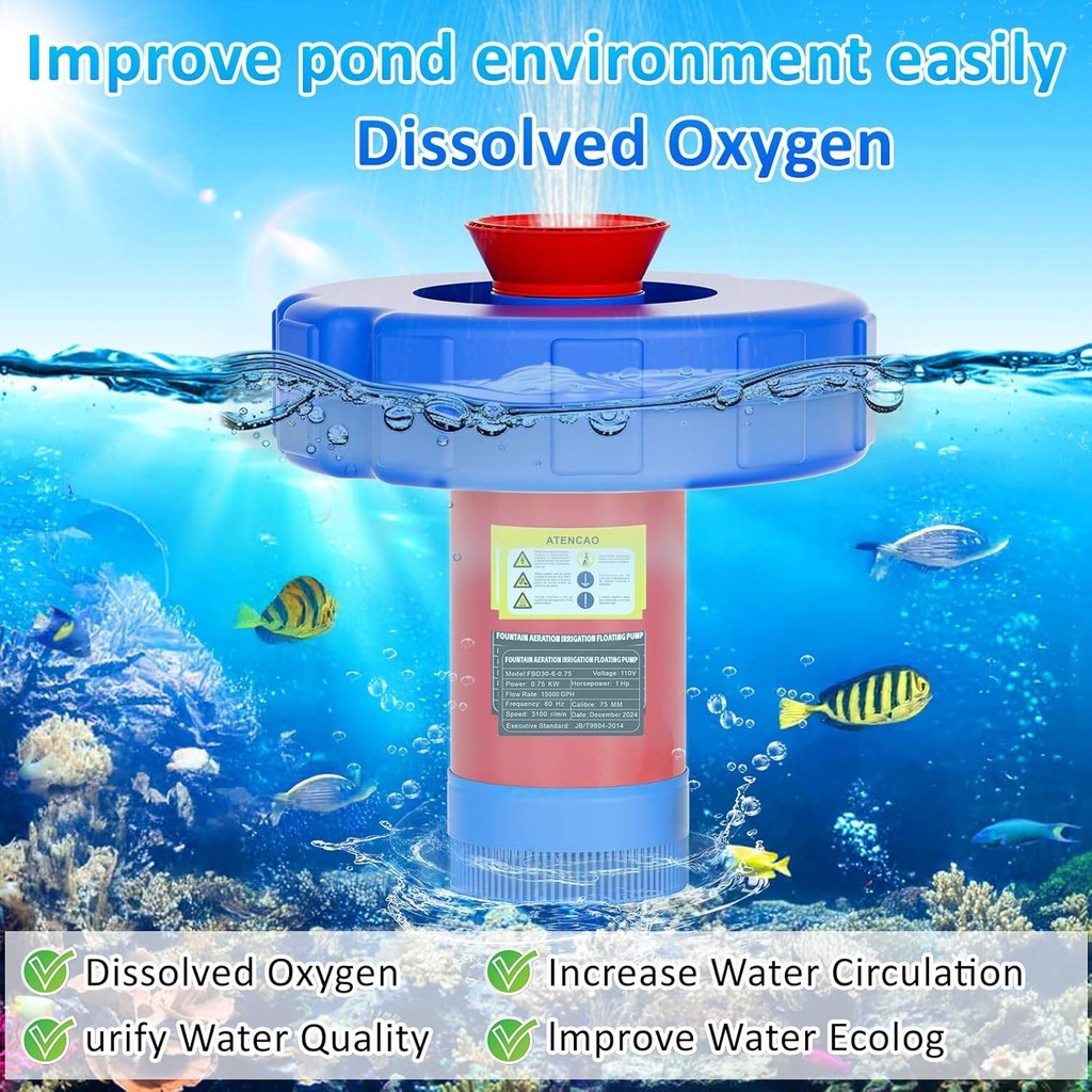 Fish Pond Oxygen Water Pump Shrimp Pond Floating Water Pump Breeding ...