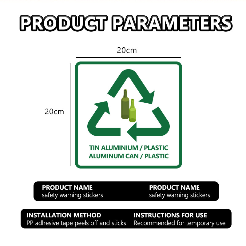 Recycle Sign Trash Bin Waterproof PVC Sticker for Paper Glass Plastic ...