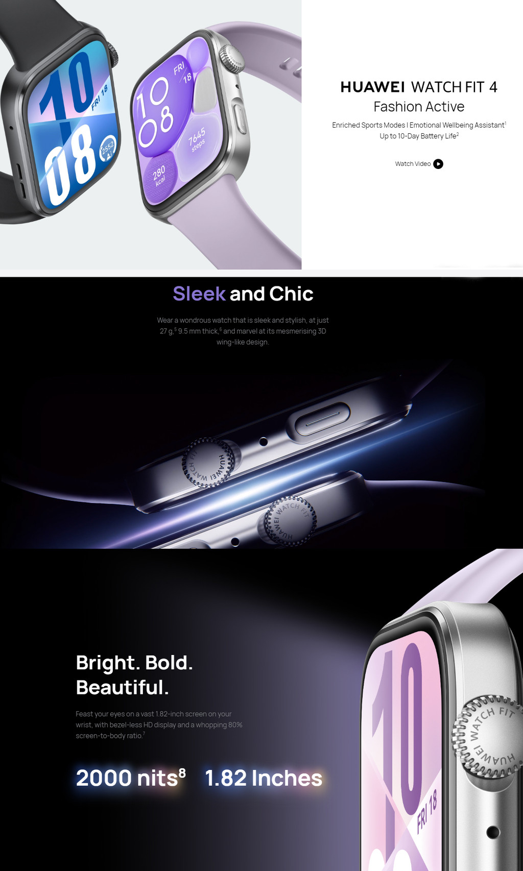 Huawei Watch Fit 4 Smartwatch | 1.82" AMOLED Display | Slimmed Down ...