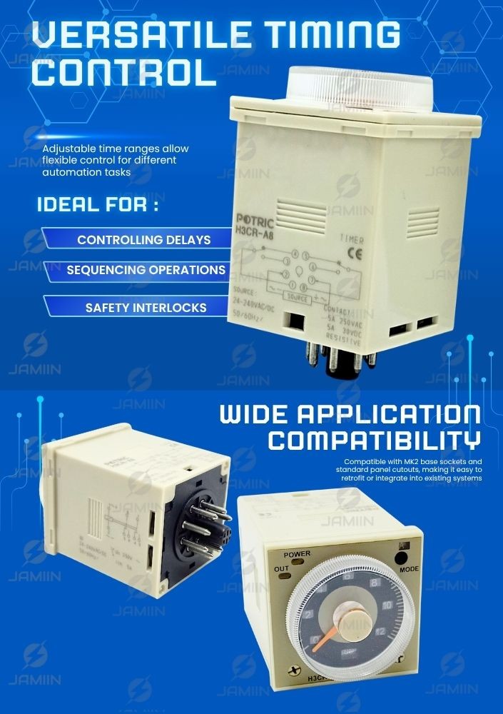 POTRIC H3CE-A8 Timer Relay 8 Pin Timer Switch Control Industrial Power ...