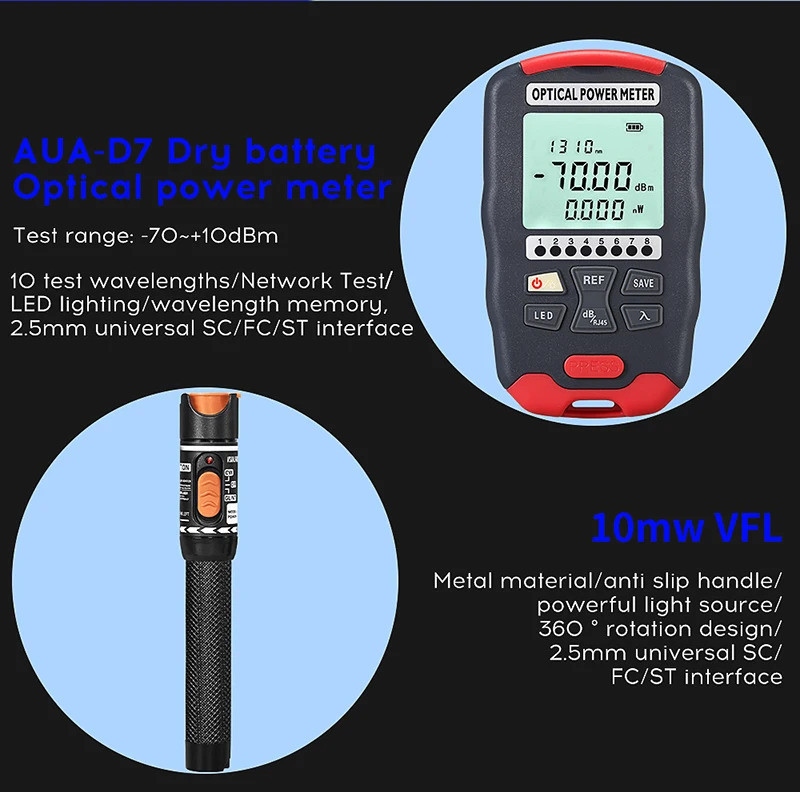 Fiber Optic Tool Kit AUA-X5 Fiber Cleaver 10Mw Visual Fault Locator ...