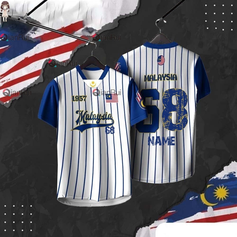 Merdeka Clothes 2025 68th Malaysia Jersey Stripe Outdoor Sports Quick ...