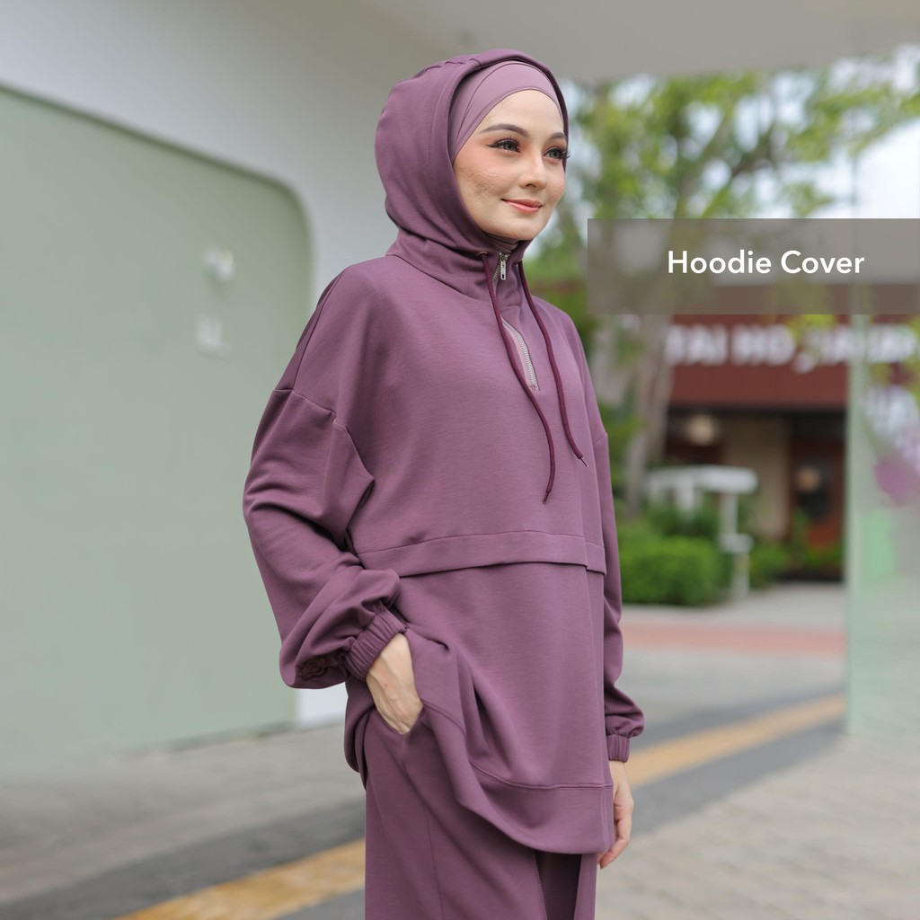 SUIT MONICA Set Pants Hoodie Baju Wanita Muslimah Loose Baggy Cotton ...