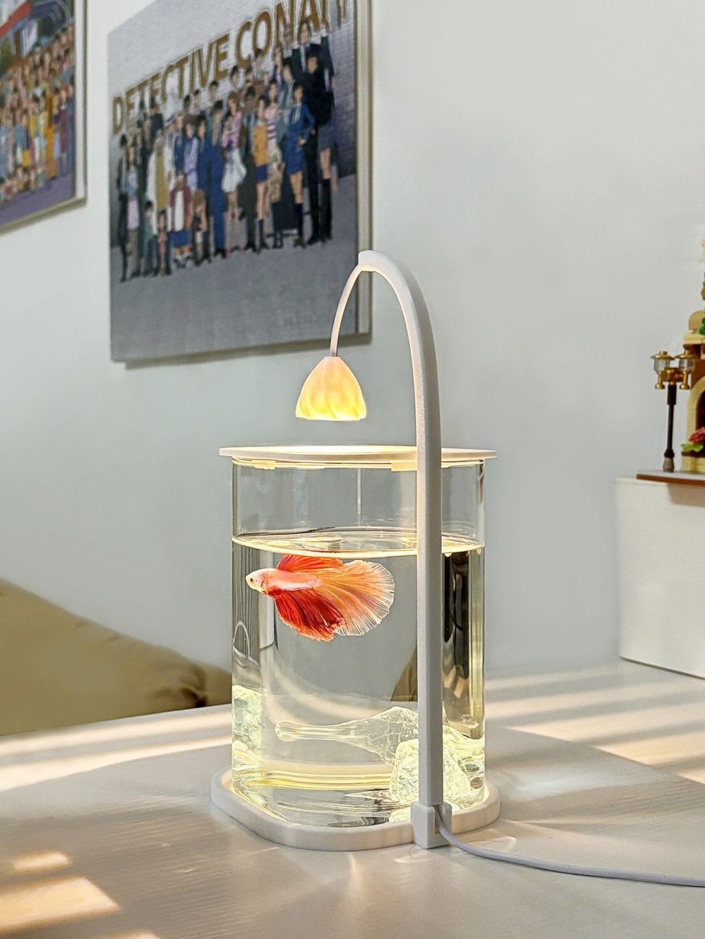 Tangki ikan kaca kecil 玻璃小魚缸 冰晶石桌面創意 生態鬥魚缸 珍珠碎鉆景觀缸 裝飾造景全套 Glass Small ...