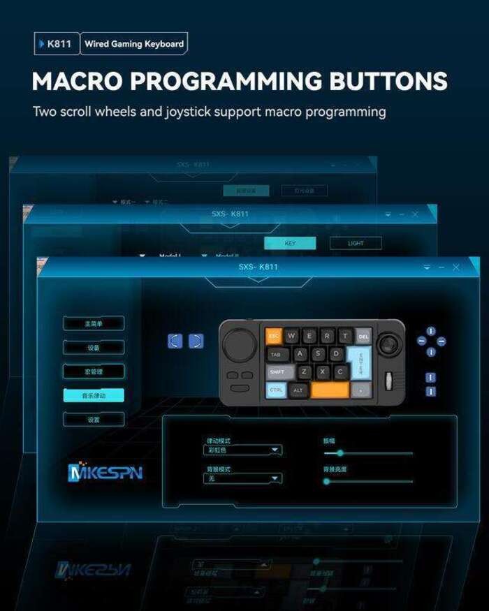 JOMAA Programmable Wired Mechanical Keyboard with Volume Scroll Wheel ...