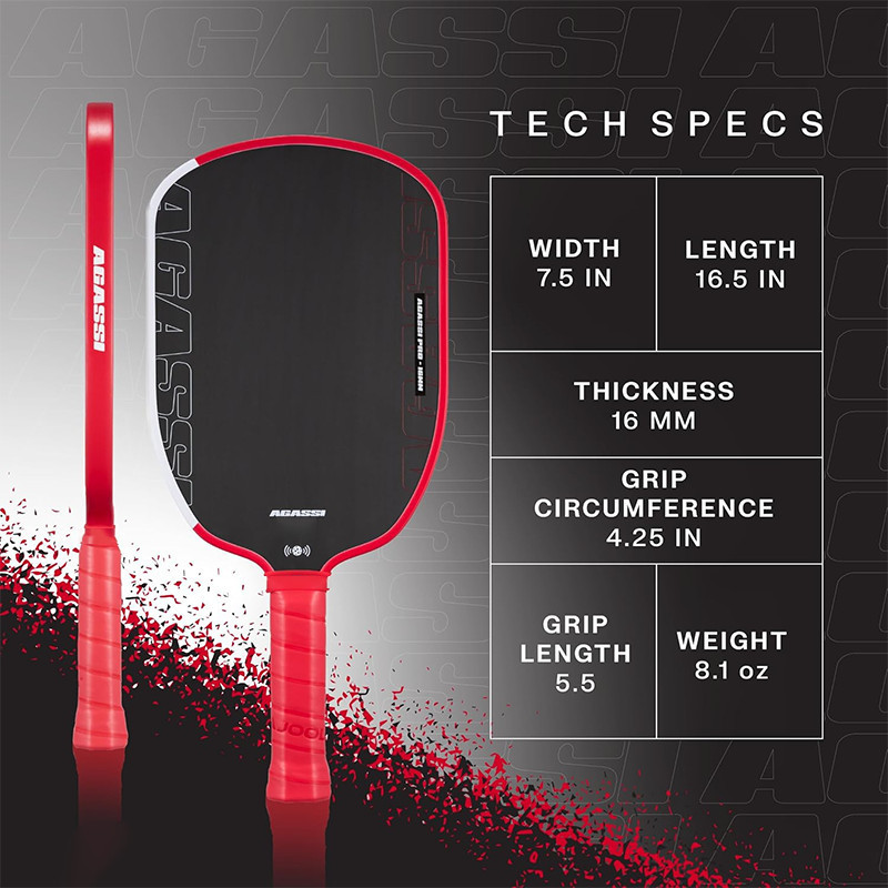 16mm Gen 4 Agassi Pro IV Pickleball Paddle TFP Honeycomb Core T700 Hot ...
