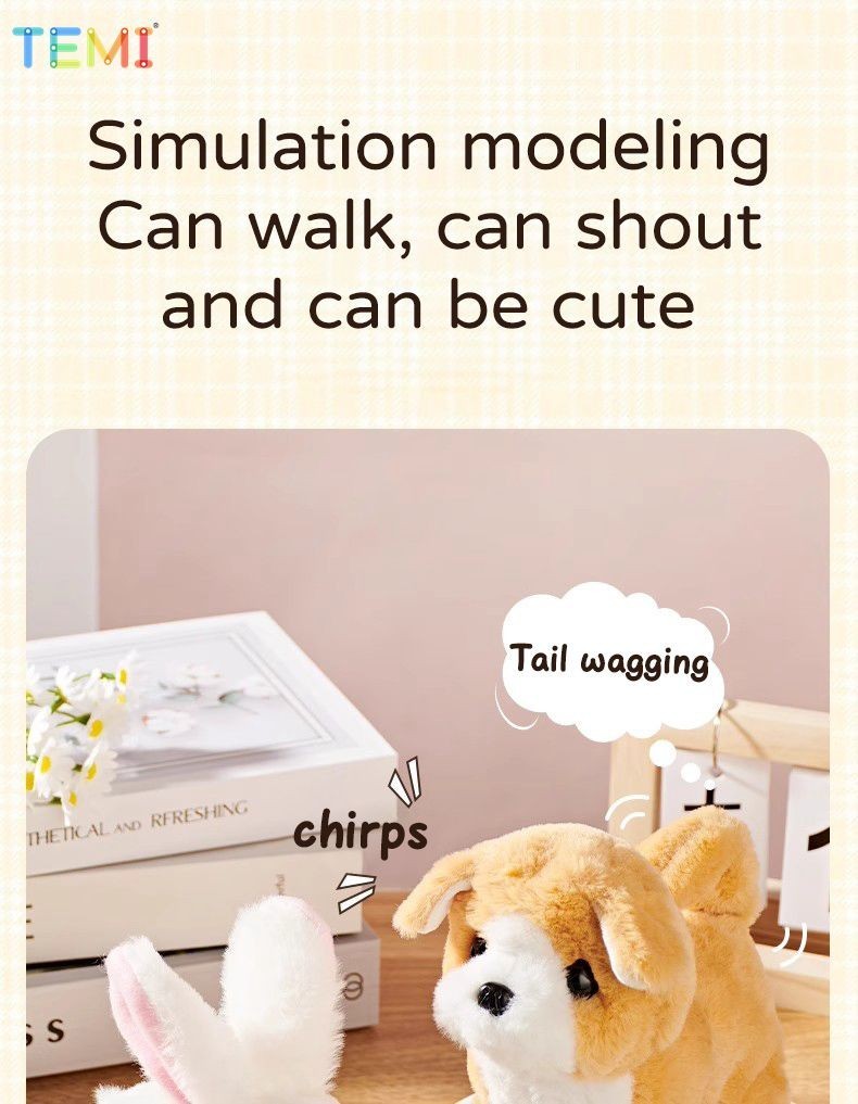 TEMI Electric Plush Simulation Walking Cute Puppy Pet Dog Bunny Toy ...