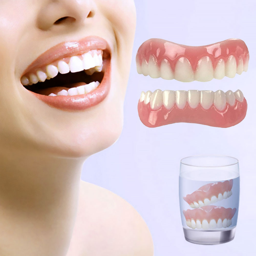 kaiying Silicone Upper/Lower False Teeth Perfect Laugh Veneers Dentures ...
