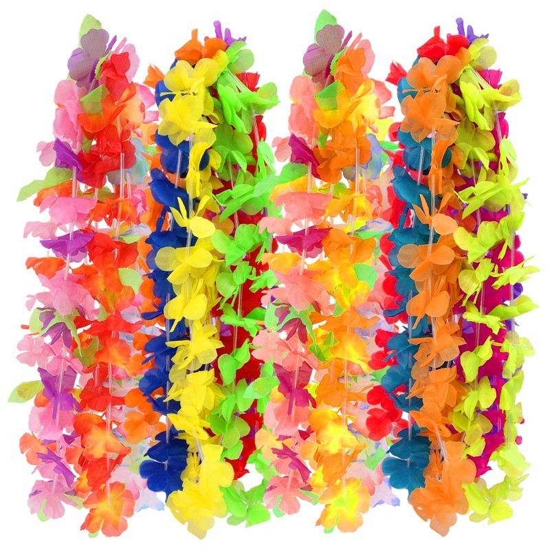 Hawaiian Artificial Flower Wreath Necklace Hawaii Theme Party Garland ...