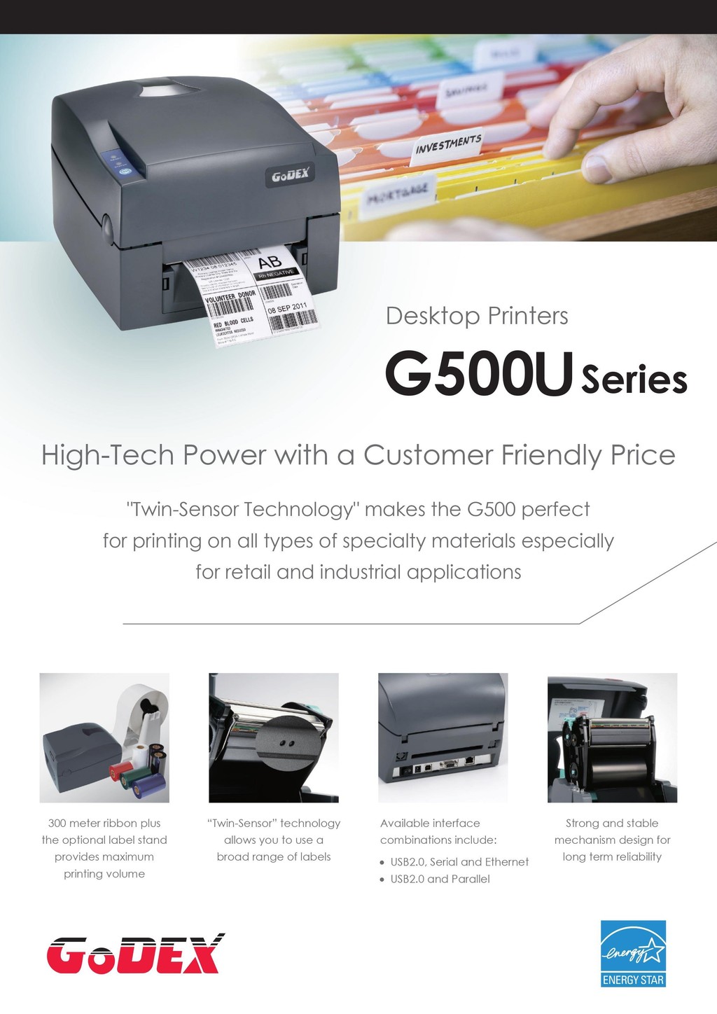 Godex G500U 203 DPI / G530 300 DPI Thermal Barcode Label Printer + Free ...
