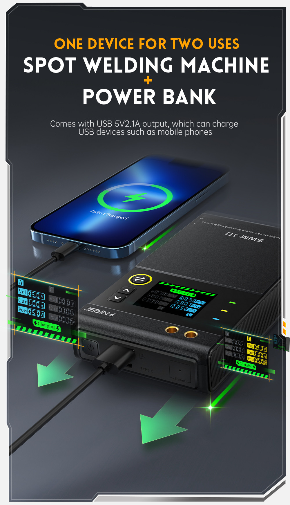 SWM-10 Spot Welding Machine Spot Welder Portable Handheld 2in1 Multi ...