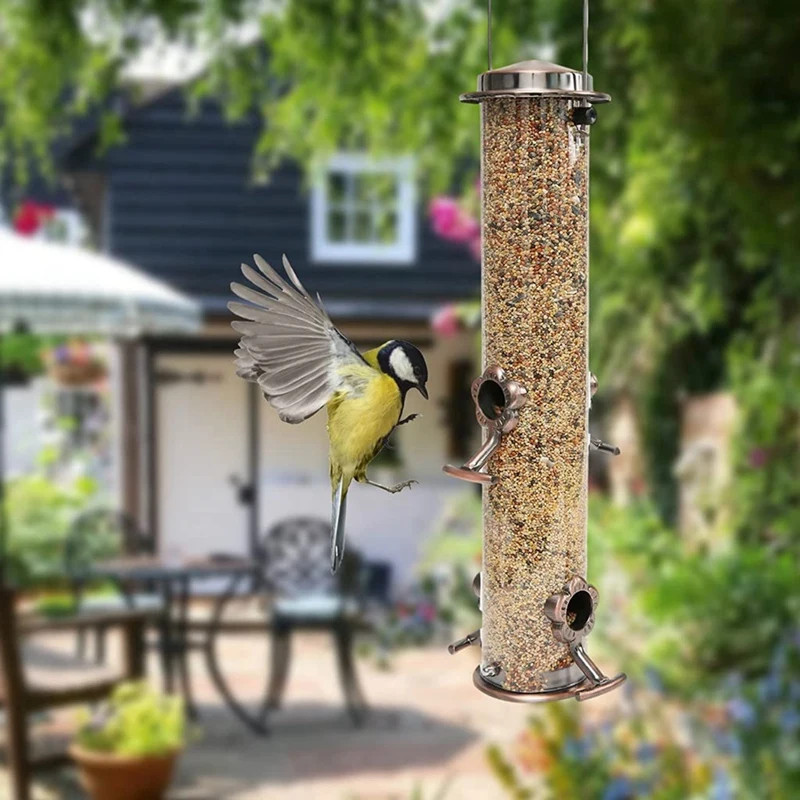 Wild Bird Hanging Feeder Tubular Anti-Rust Outdoor Garden Decor Bird ...