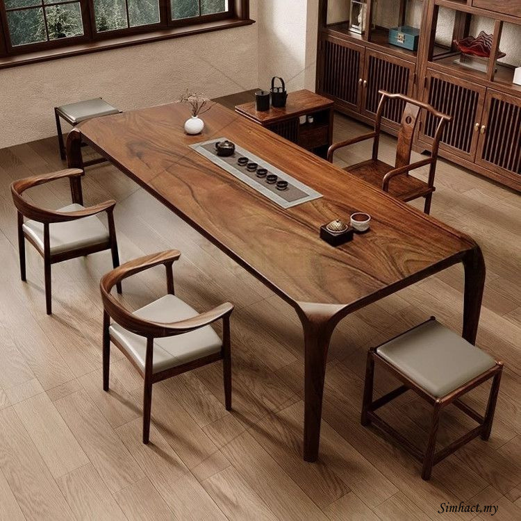 Solid Wood Dining Walnut Chair Set Office Living Room Large Mortise ...