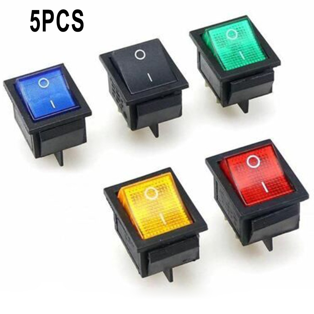 [ARBES] 5PCS 2 Position Rectangular Rocker Switch Latching On Off DPST ...